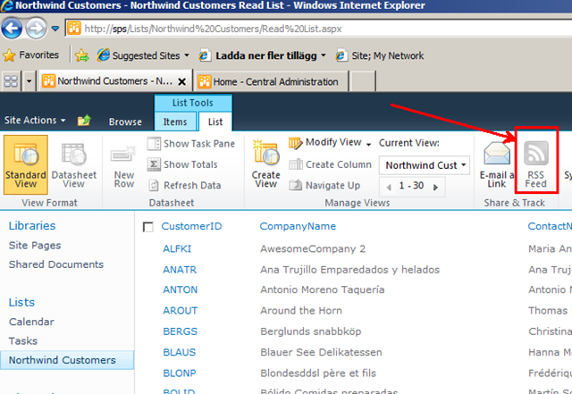 SP 2010: Custom RSS provider for your Business Connectivity Services (BCS) connected External Lists