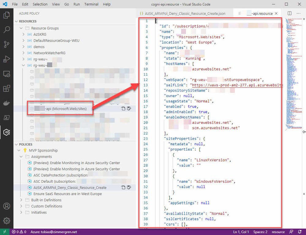 Understanding Azure Policies with Visual Studio Code