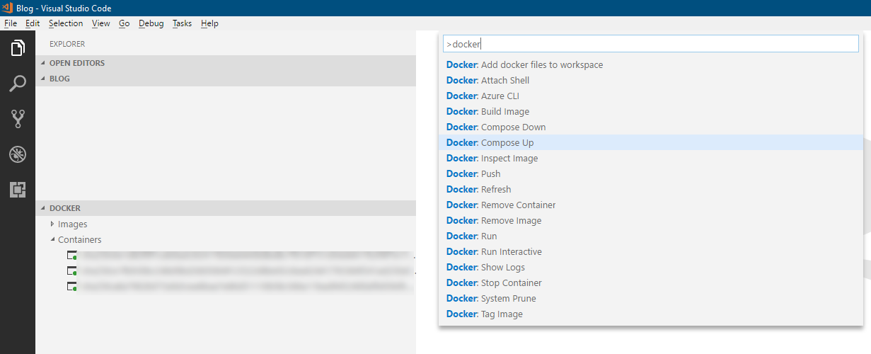 Docker extension for VSCode