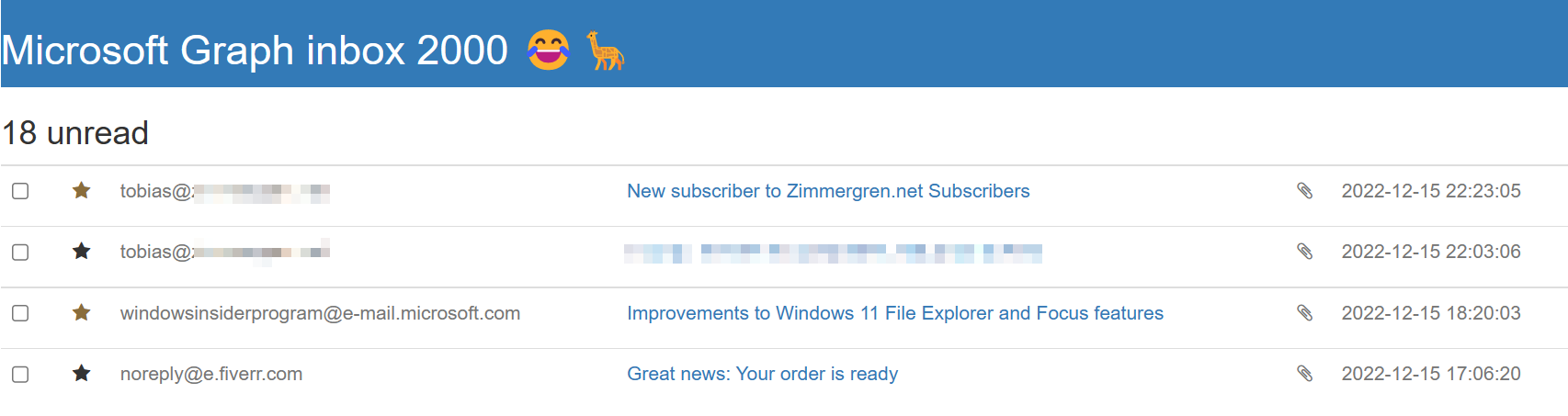 Reading e-mails with Microsoft Graph using .NET