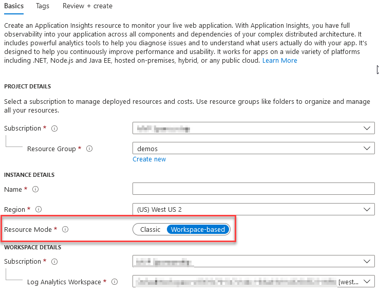 Upgrade Application Insights to Workspace-based Resource Mode from Classic