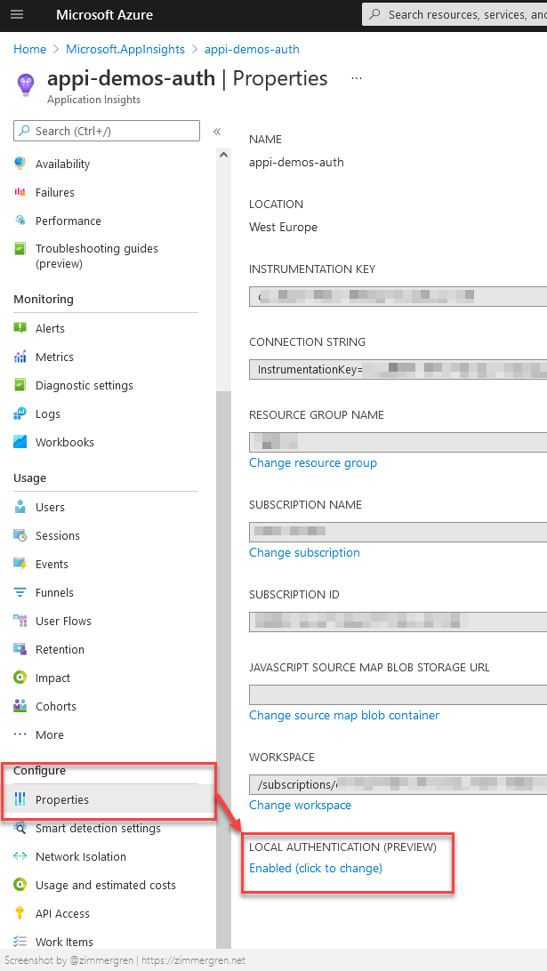 Enforce Authentication When Sending Application Insights Telemetry