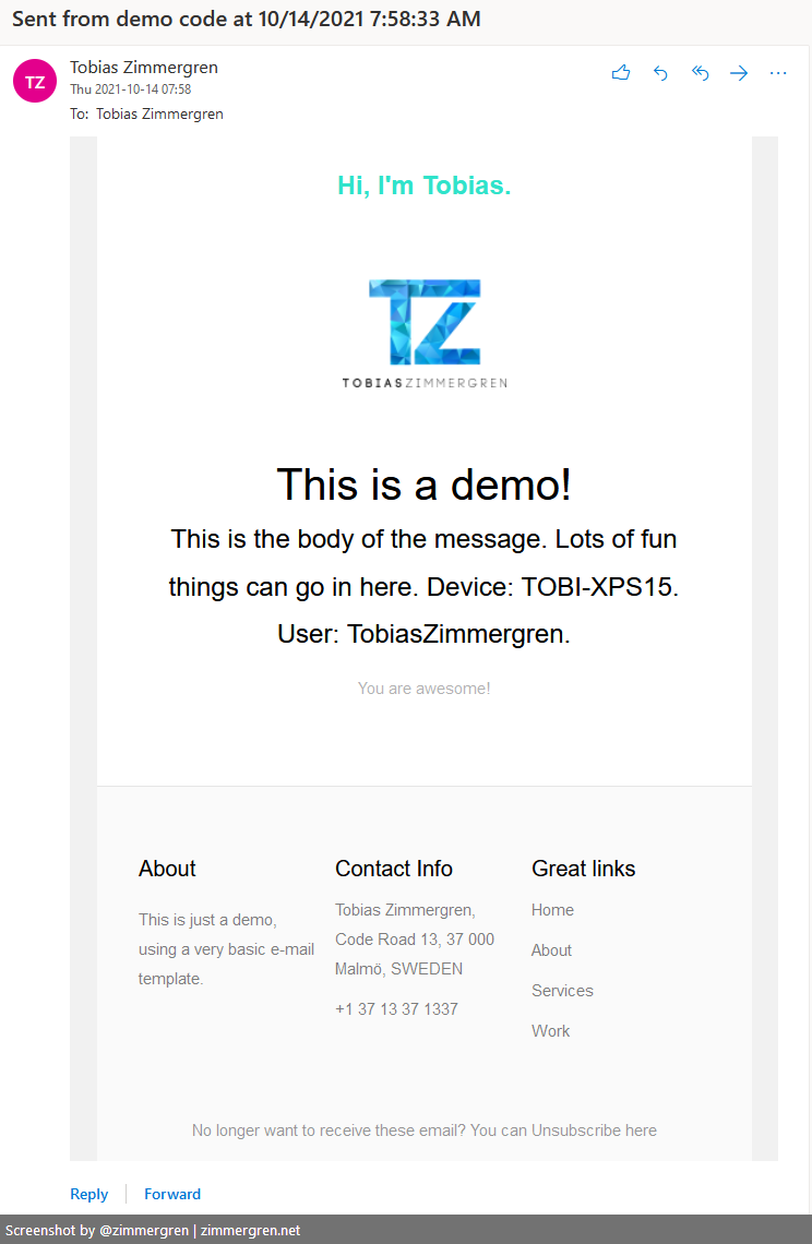 Sending e-mails with Microsoft Graph using .NET