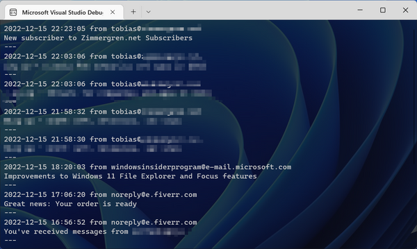 Reading e-mails with Microsoft Graph using .NET